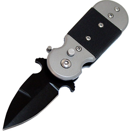 5" Spring Assist Black & Gray Color Mini Push Button Knife Metal Handle ...