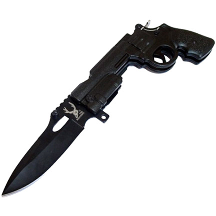 8" Spring Assisted Gun Knife with Lock and Belt Clip