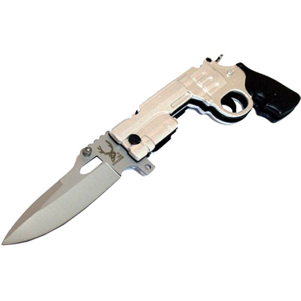 9" Silver Gun Spring Assisted Knife with Lock Series with Belt Clip