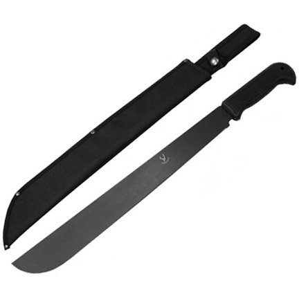 22" Long Hunting Machete with Sheath All Black
