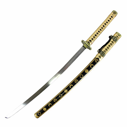 38" Carbon Steel Samurai Sword Black Gold Moon Scabbard Dull Blade