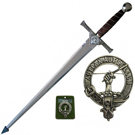 43" Medieval Sword Brown Velvet Handle STUART OF BUTE Rain Guard Blunt ...